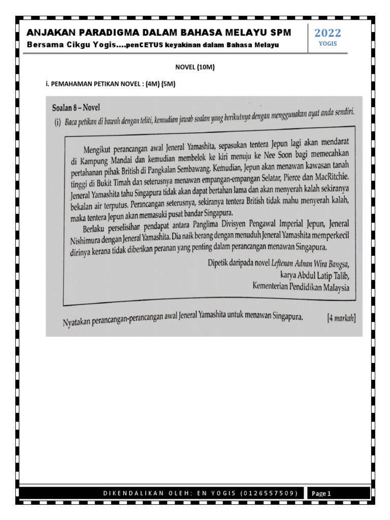 Peristiwa Penting dalam Novel SPM | PDF