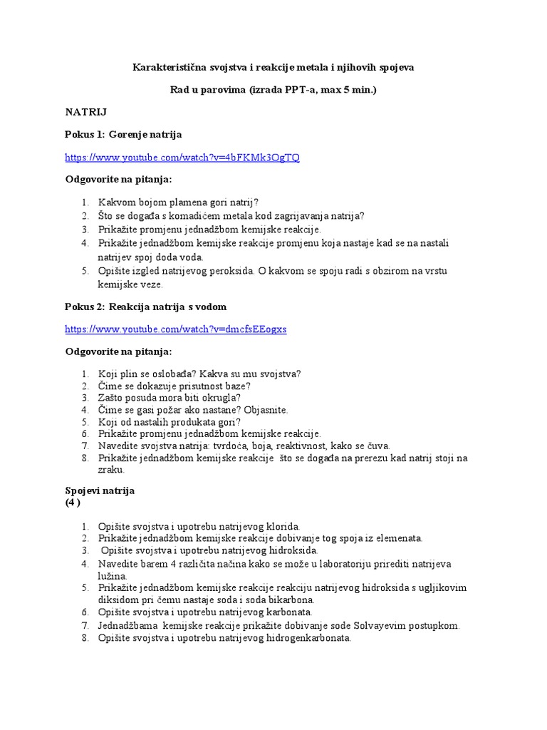 3.karakteristicne Reakcije I Svojstva Metala | PDF