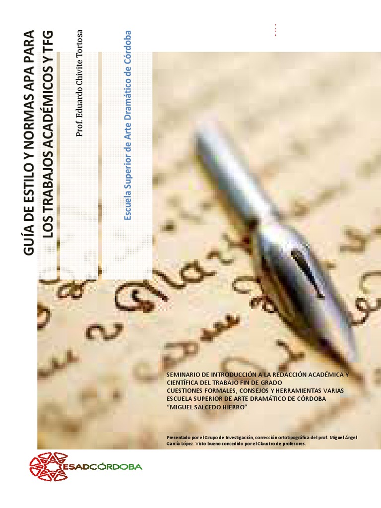 Guía de estilo, normas APA y TFG Visto Bueno 2022-23 | PDF | Bibliografía | Lengua española