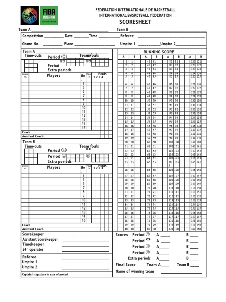 FIBA Scoresheet | PDF
