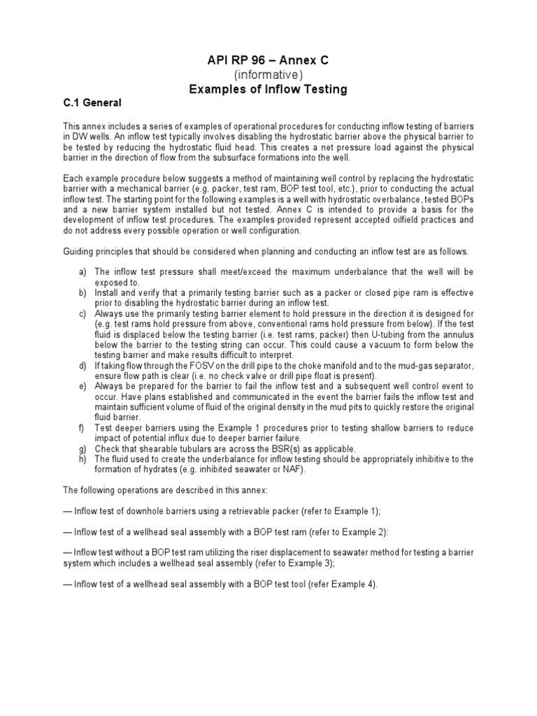 Inflow Testing Procedures Guide | PDF | Gases | Gas Technologies