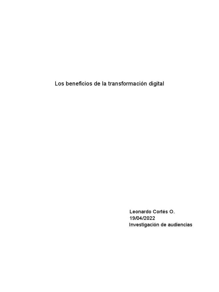 Los Beneficios de La Transformación Digital | PDF | Big Data ...