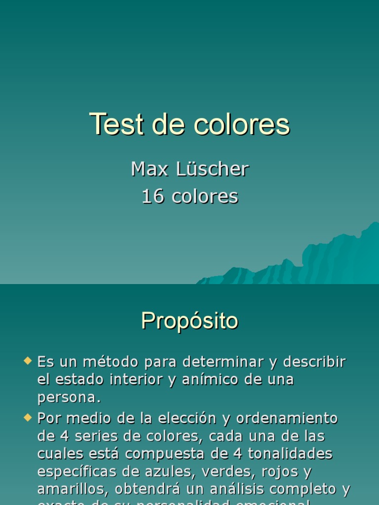 Test Lüscher: Análisis Emocional | PDF | Color | Ciencia cognitiva