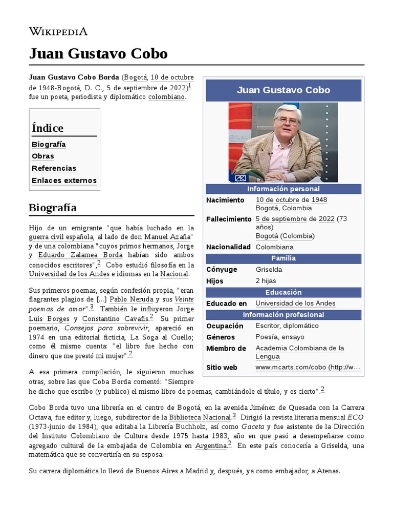 Juan Gustavo Cobo | PDF | Colombia | Gabriel García Márquez