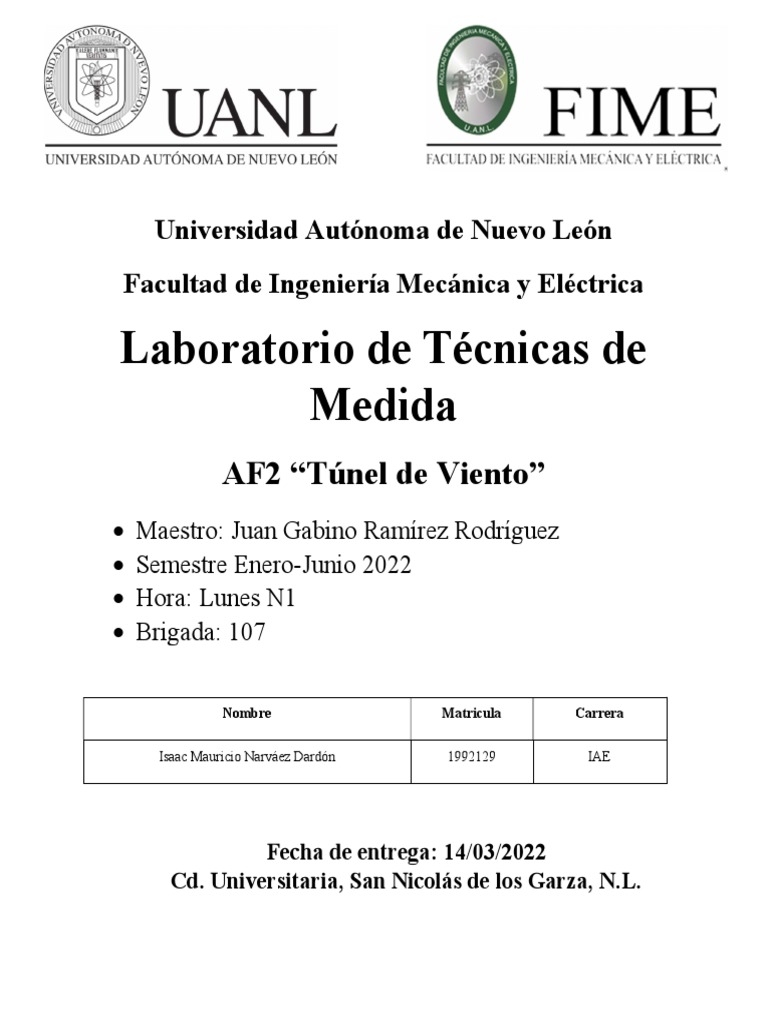AF2 Túnel de Viento | PDF | Túnel de viento | Dinámica (Mecánica)