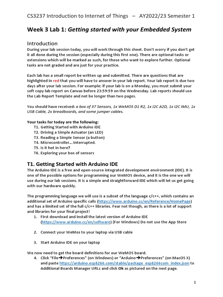 CS3237 Lab 1 | PDF | Arduino | Computer Science