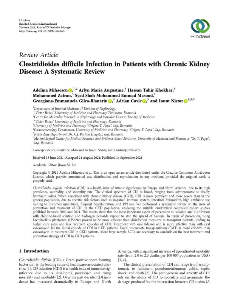 Clostridioides Difficile Infection in Patients Wit | PDF | Chronic ...