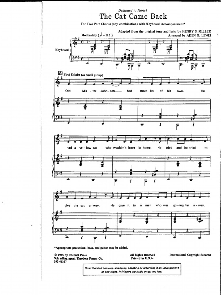 The Cat Came Back | PDF