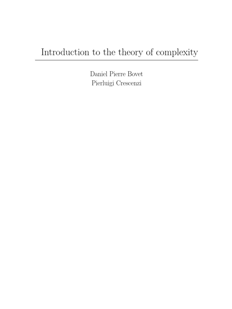 Introduction To Theory Of The Complexity Pdf Computational