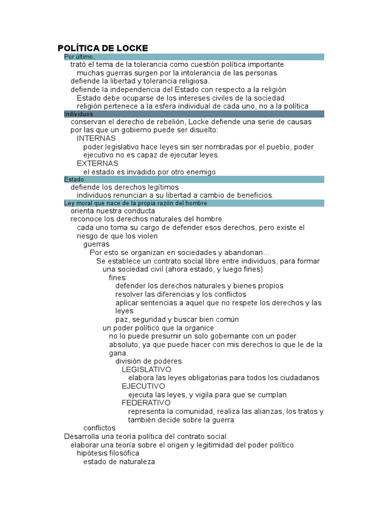 La teoría política de John Locke: el origen del poder político, los ...