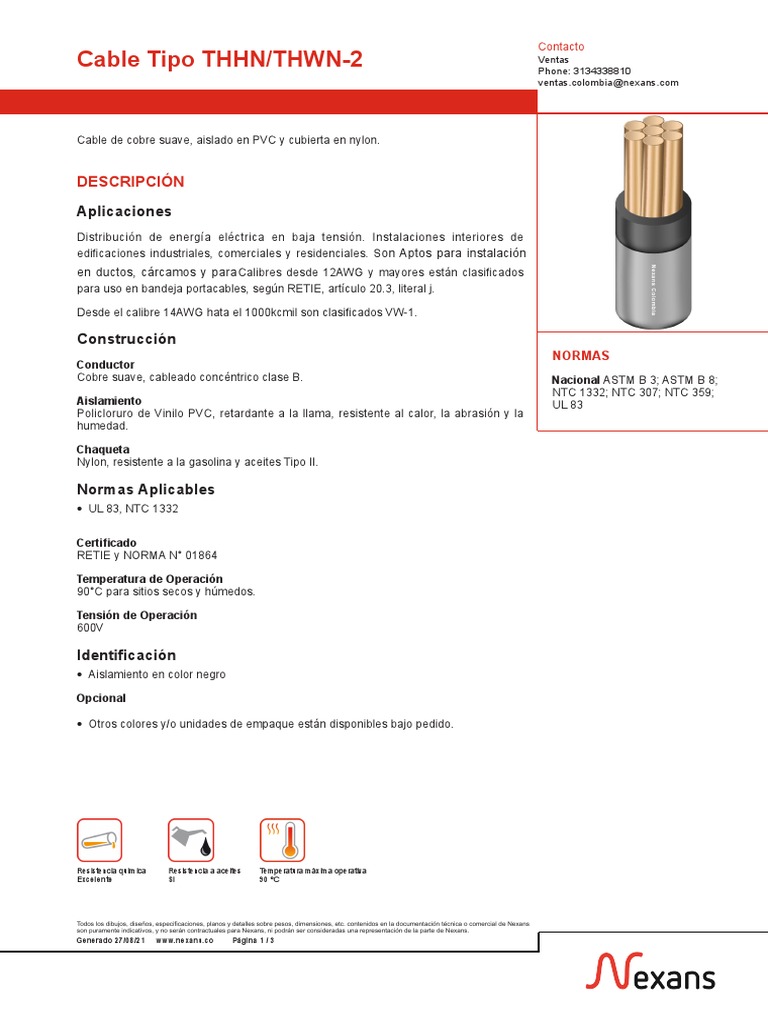 Cable Nexans Cu THHN | PDF | Cobre | Ingeniería de Edificación