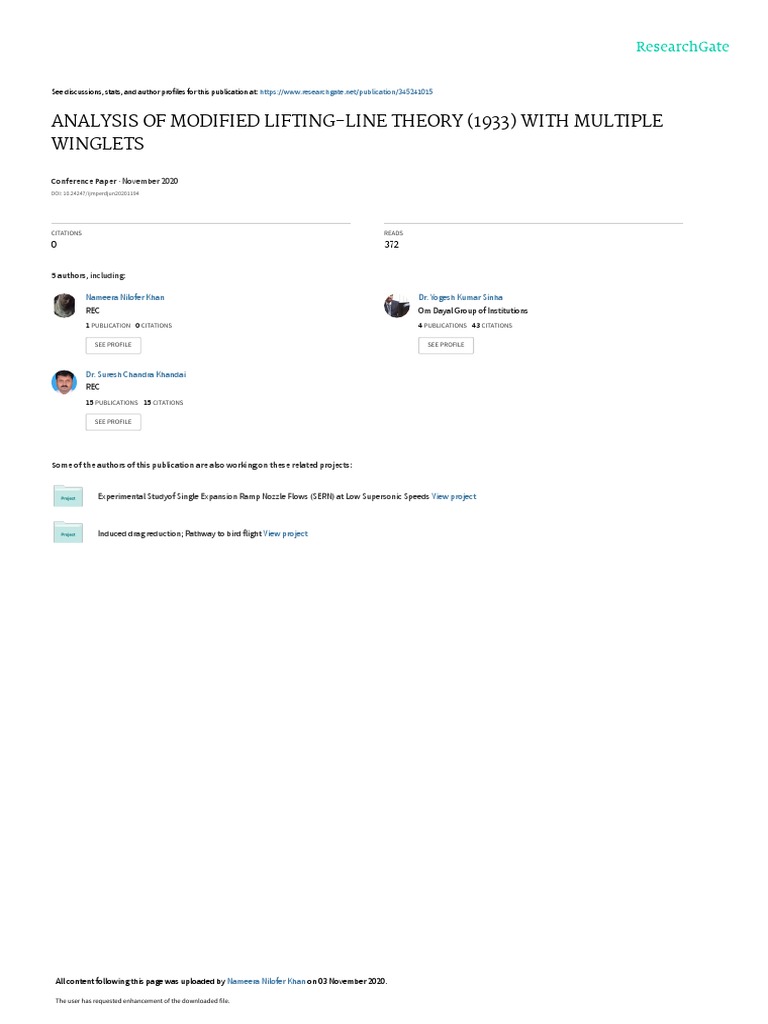 Analysis of Modified Lifting-Line Theory (1933) With Multiple Winglets | PDF | Lift (Force ...