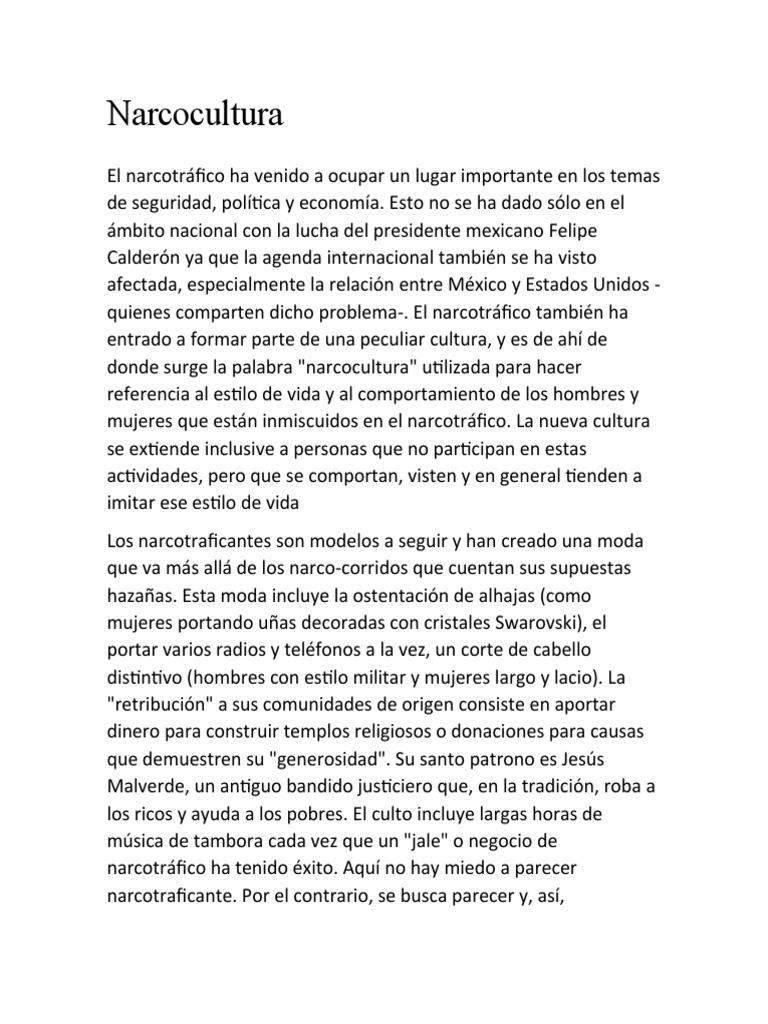 Narco Cultura | PDF | México | Comercio ilegal de drogas