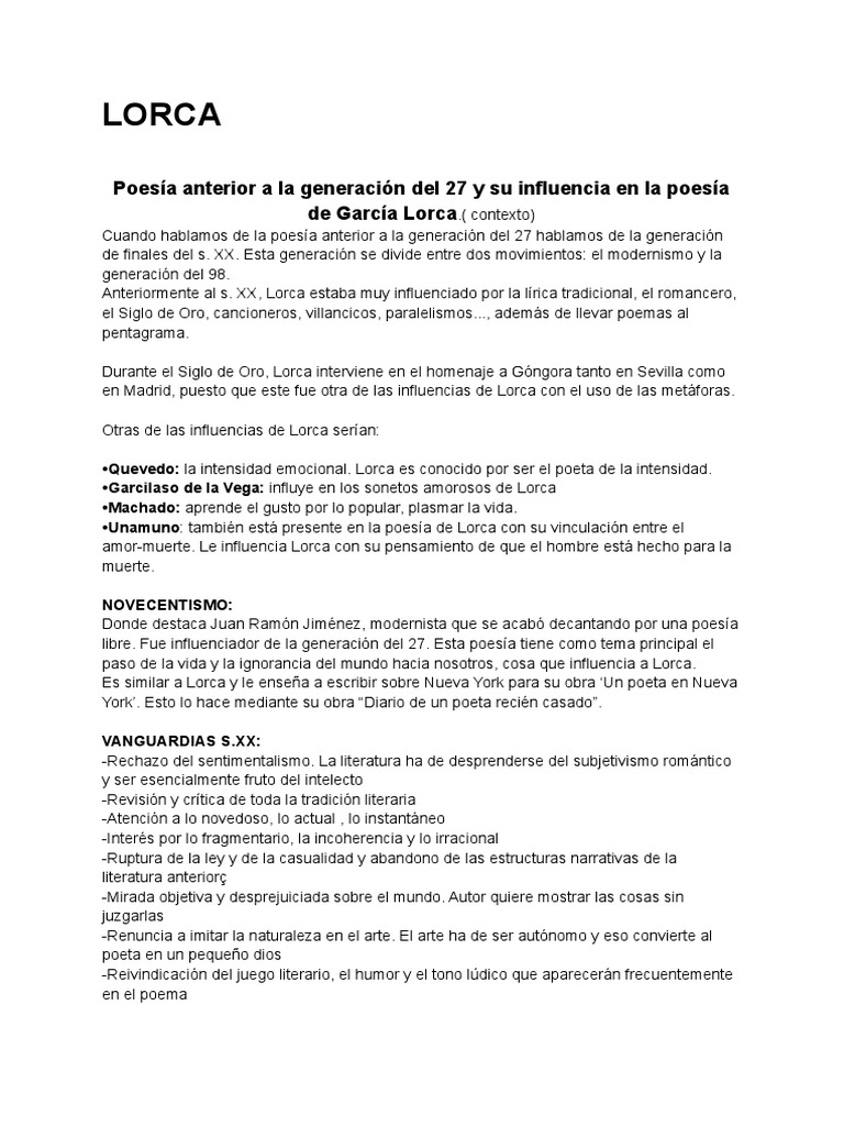 Lorca | PDF | Federico García Lorca | Poesía