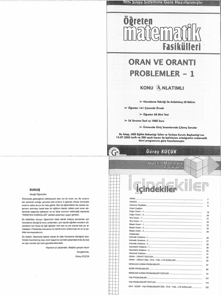Gür Yayınları Oran - Orantı Ve Problemler 1 Fasikülü | PDF