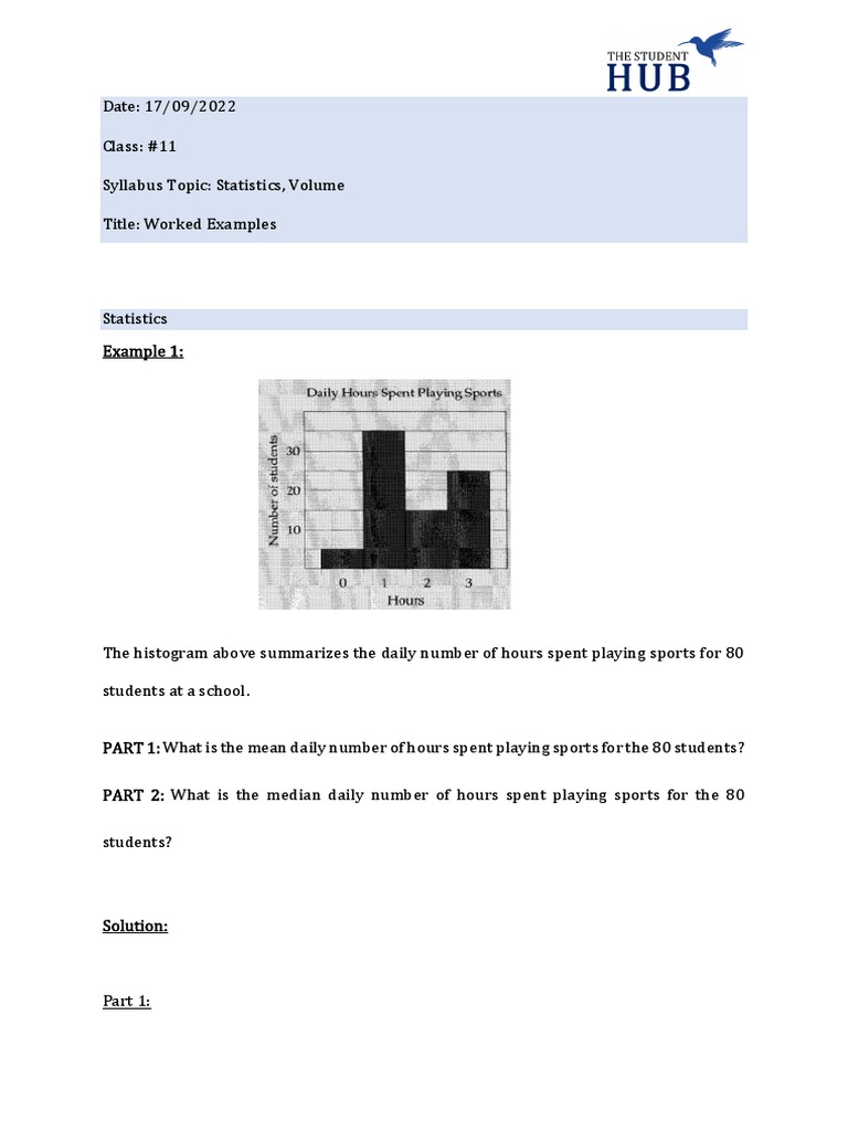 Class 11 - Statistics, Volume | PDF