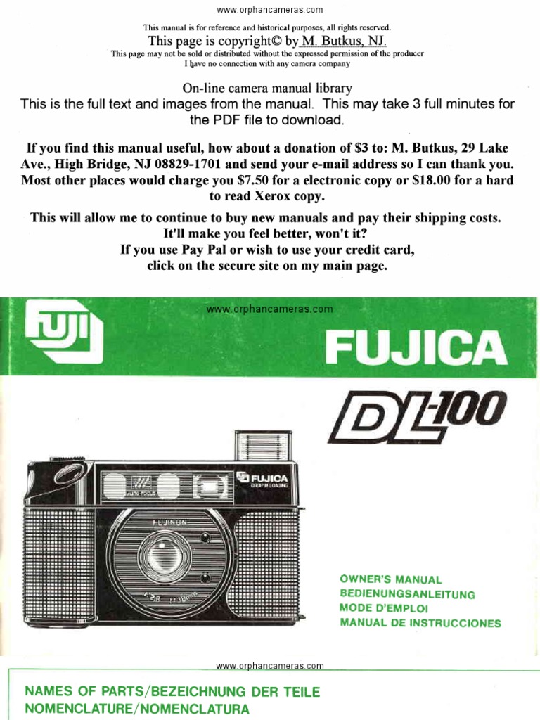 Fujica DL 100 Manual | PDF