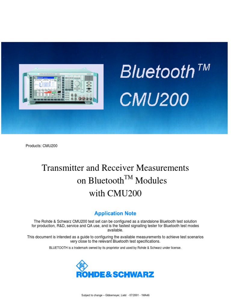 1MA46 0E Transmitter and Receiver Meas Bluetooth Mod | PDF | Bluetooth ...