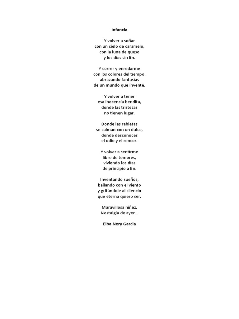 Poemas Sobre Recuerdos De La Infancia Esté Poema Va Por Esos