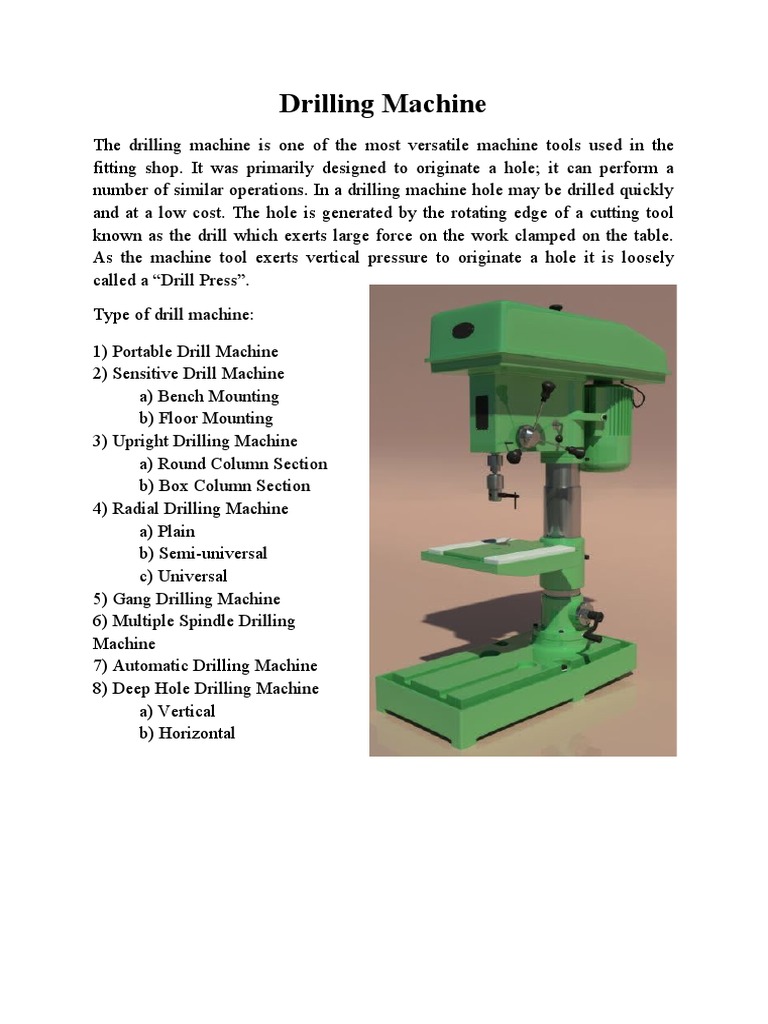 Types of Drilling Machines Explained | PDF | Art | Technology & Engineering