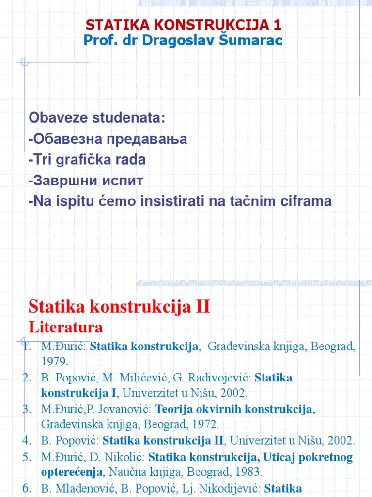 Statika Konstrukcija 1-Sumarac | PDF