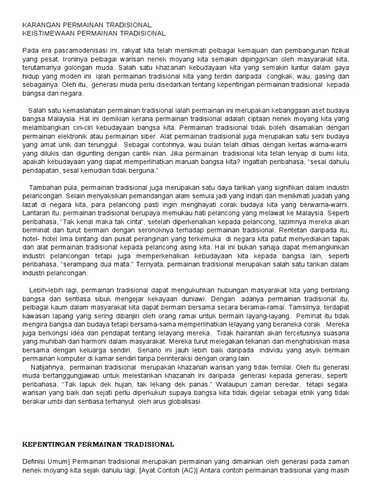 Karangan Permainan Tradisional Pdf
