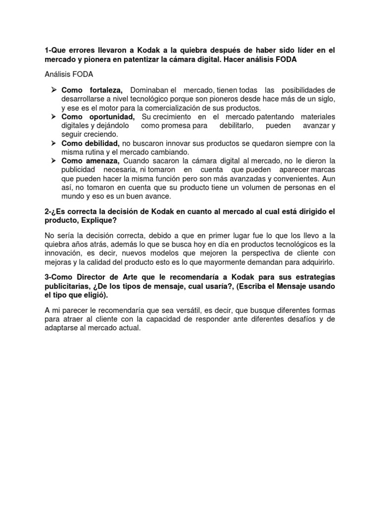 Actividad 6, Caso Practico, Kodak Ektra | PDF | Negocios | Informática