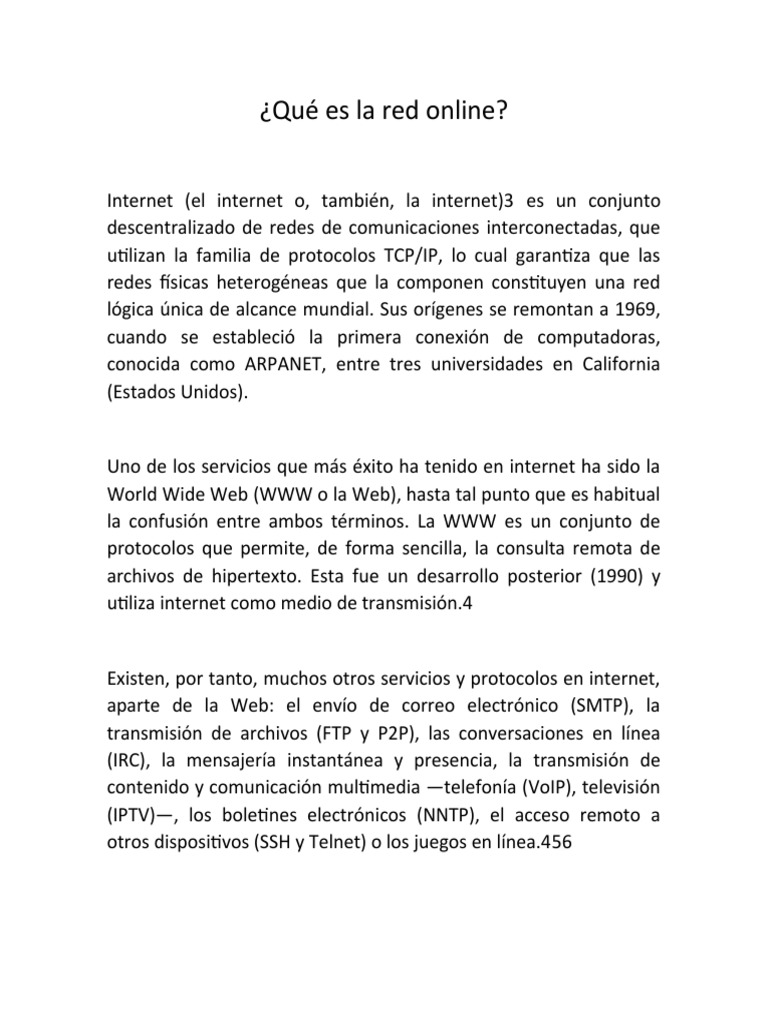 Qué es la red online | PDF | Internet | Red de computadoras
