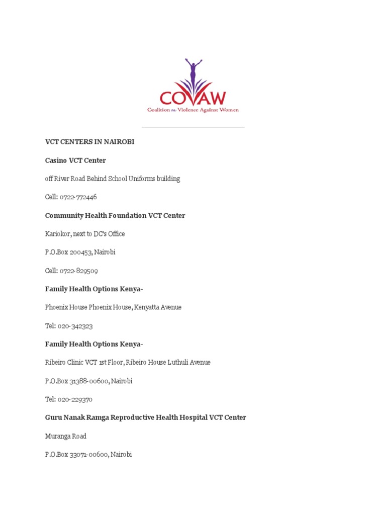 VCT Centers in Nairobi | PDF