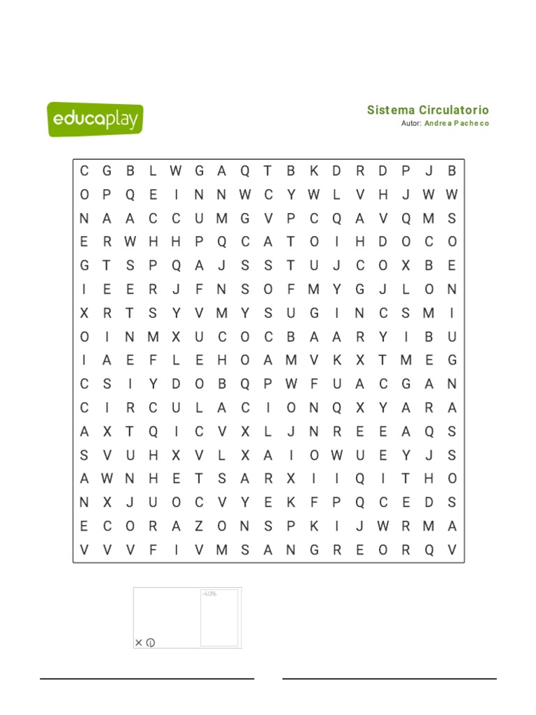 Imprimir Sopa de Letras - Sistema Circulatorio (Biología - 1º ...