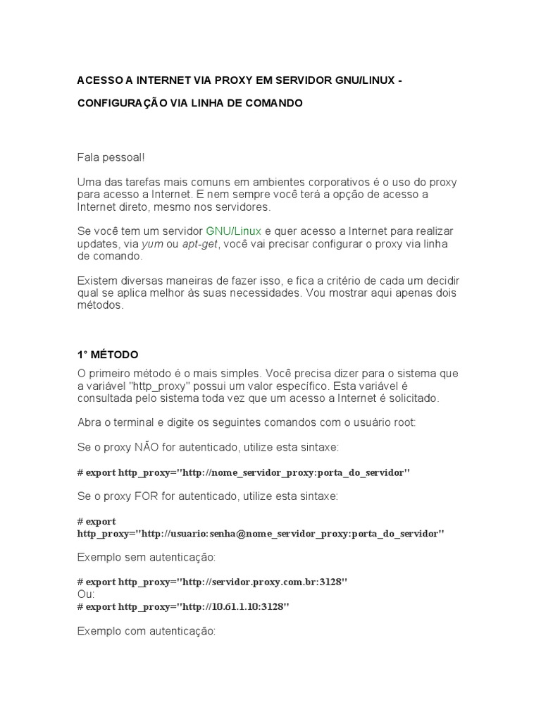 Acesso A Internet Via Proxy em Servidor Gnu | PDF | Servidor (informática) | Internet