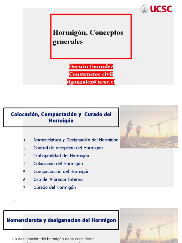 Presentacion Horigon, Colocacion y Curado de Hormigon | PDF | Hormigón | Materiales