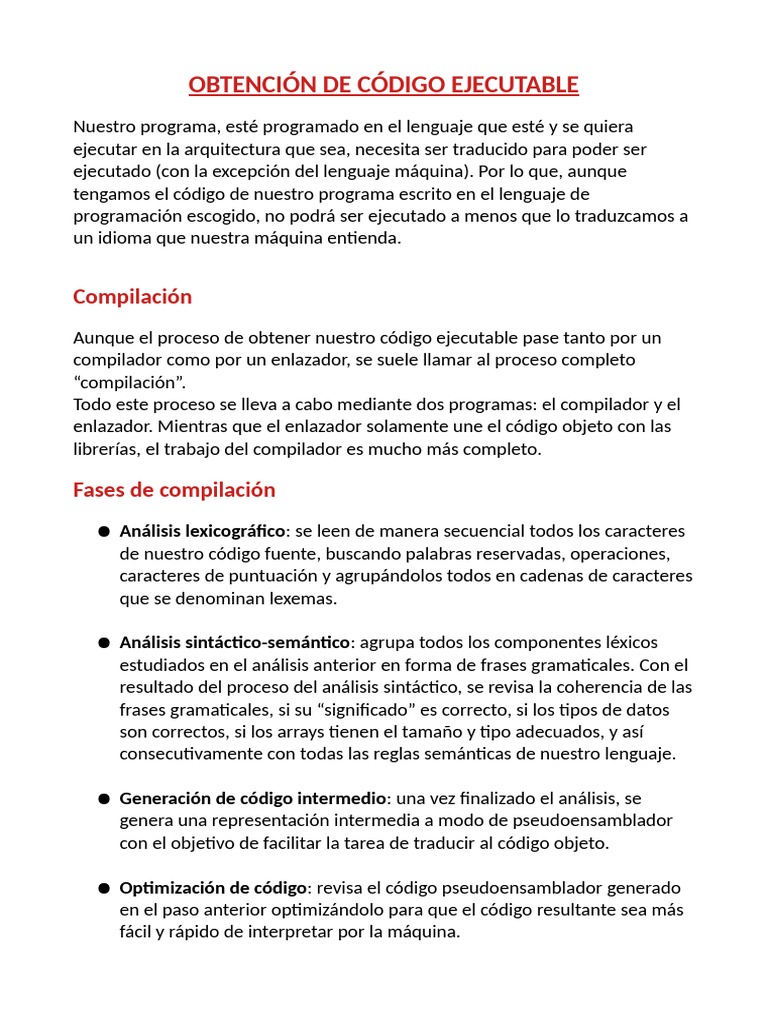 Obtencion Codigo Ejecutable | PDF | Informática