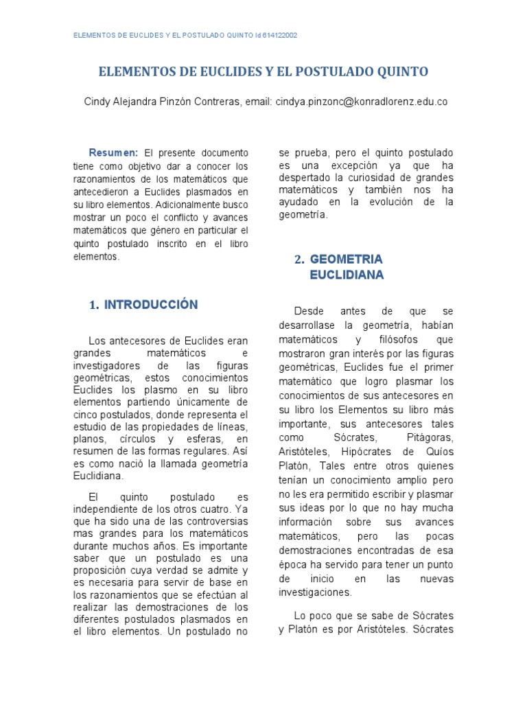 Postulado Quinto | PDF | Geometría | Euclides