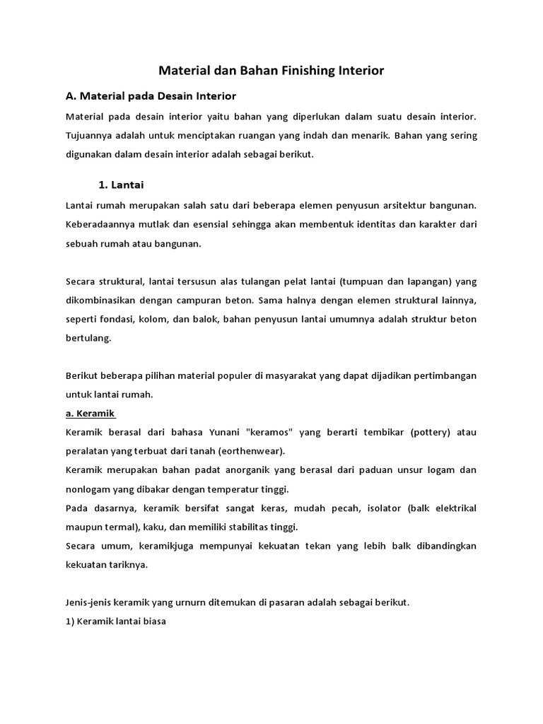 Material Dan Finishing Elemen Interior | PDF