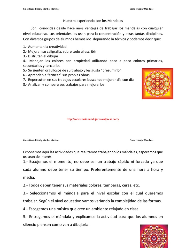 Como Trabajar Los Mandalas en Clase | PDF | Mandala | Creatividad