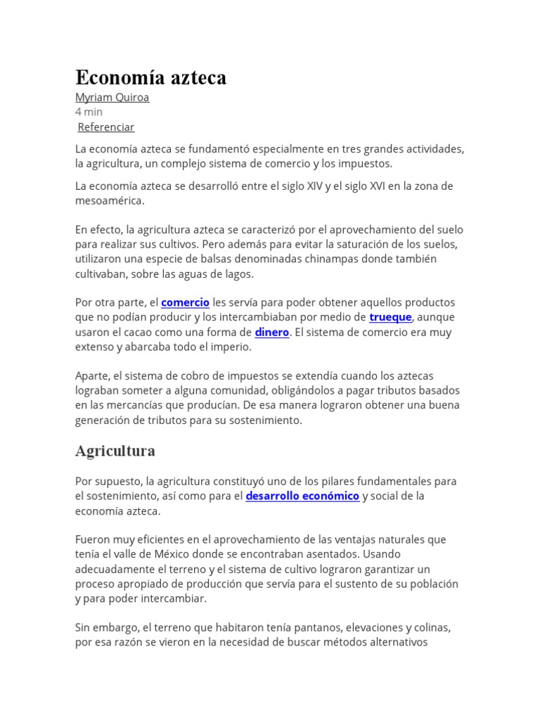 Economía Azteca | PDF | Agricultura | Comercio
