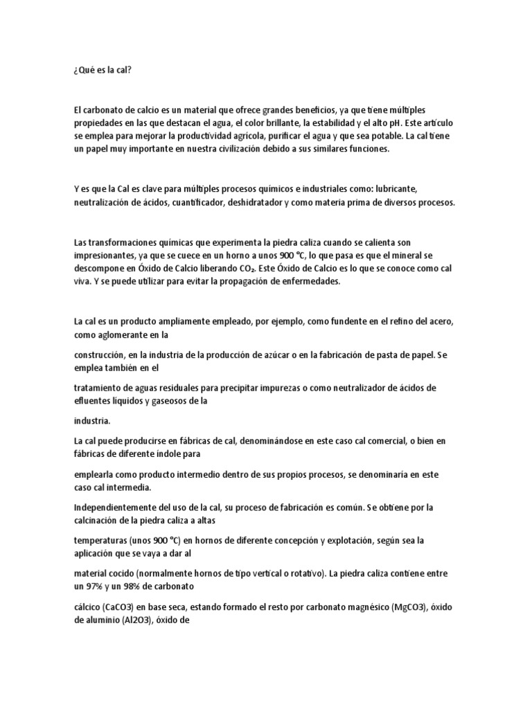 ¿Qué Es La Cal? | PDF | Química | Materiales