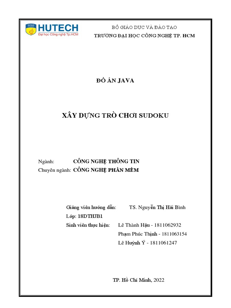 Đ Án Java Sudoku | PDF