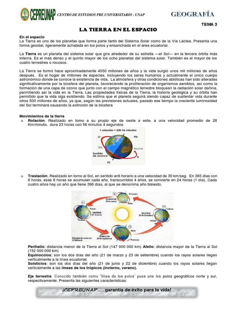 La Tierra en el Espacio y sus Movimientos | PDF | Tierra | Ecuador