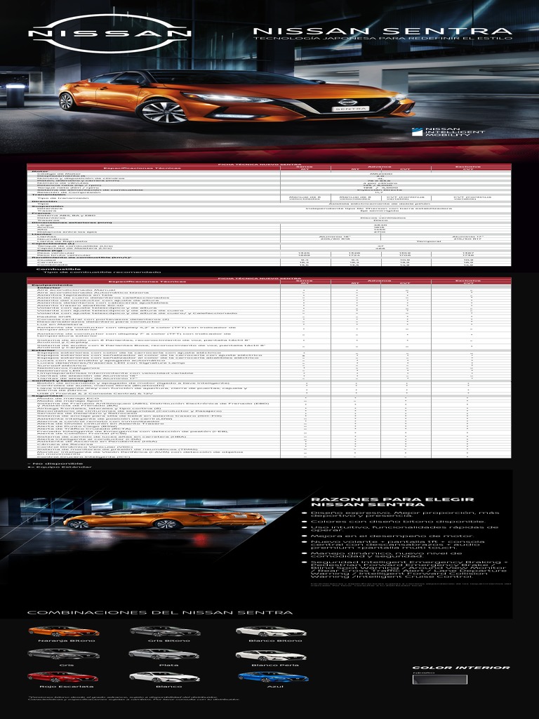 Ficha Tecnica New Sentra | PDF | Tecnología de vehículos | Vehículos ...