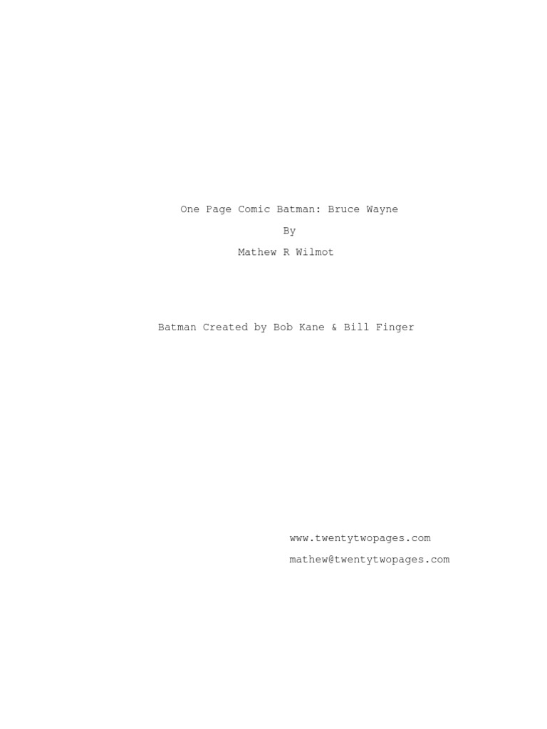 One Page Comic Batman:Bruce Wayne | PDF