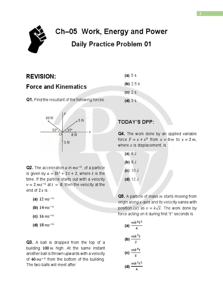 Wpe 1 DPP | PDF | Force | Applied And Interdisciplinary Physics