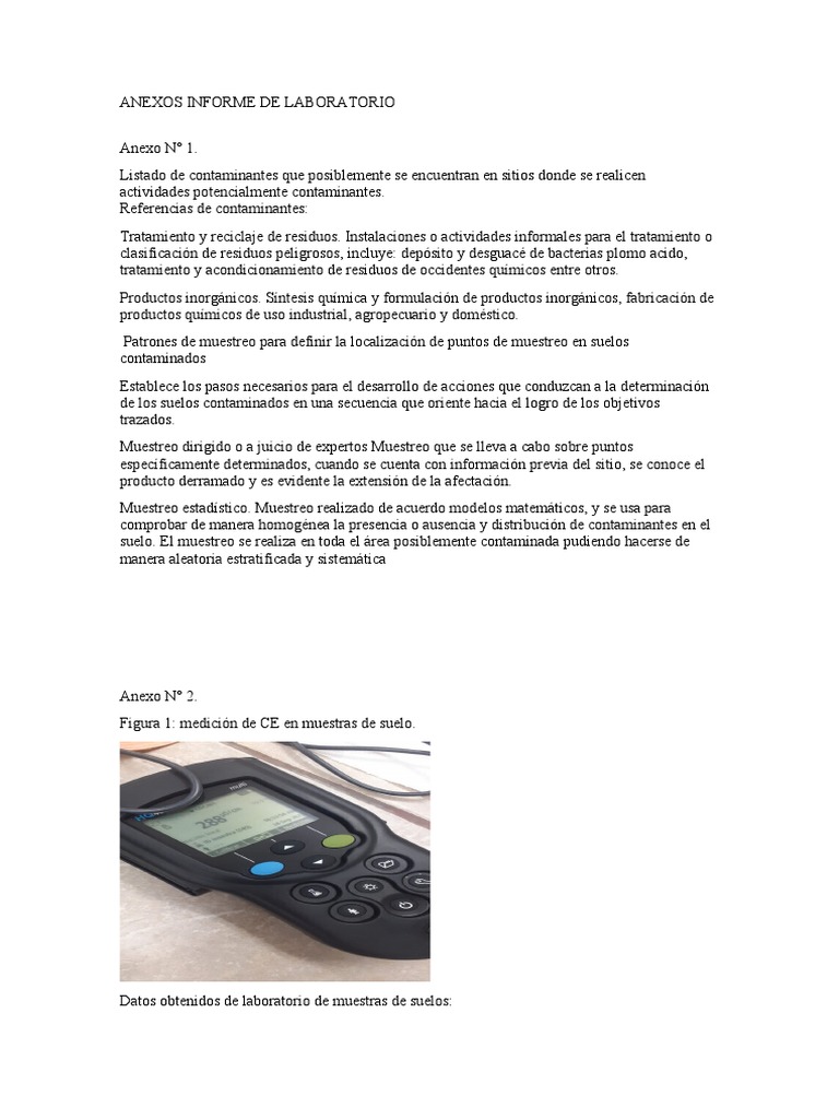 Anexos Informe de Laboratorio | PDF | Muestreo (Estadísticas) | Laboratorios