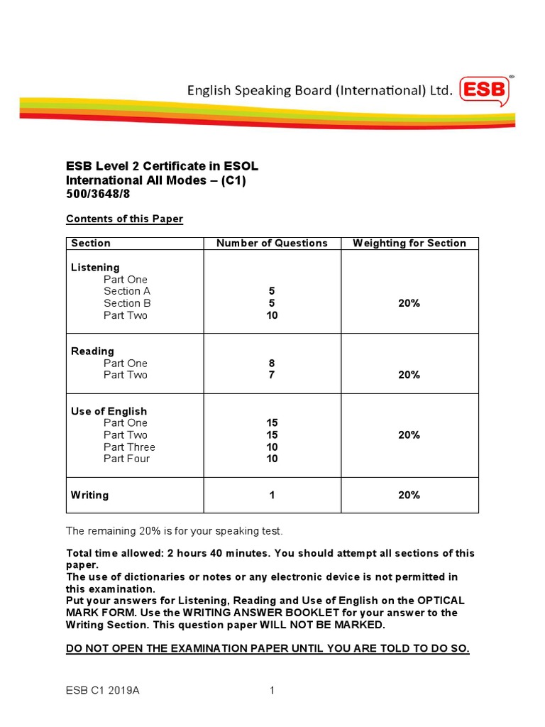 ESB C1 MAY19 Whole Paper | PDF