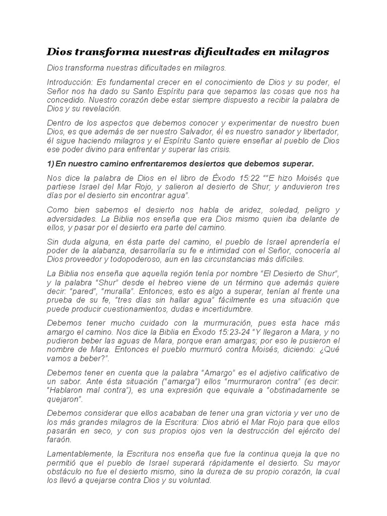 Dios Transforma Nuestras Dificultades en Milagros | PDF | Moisés ...