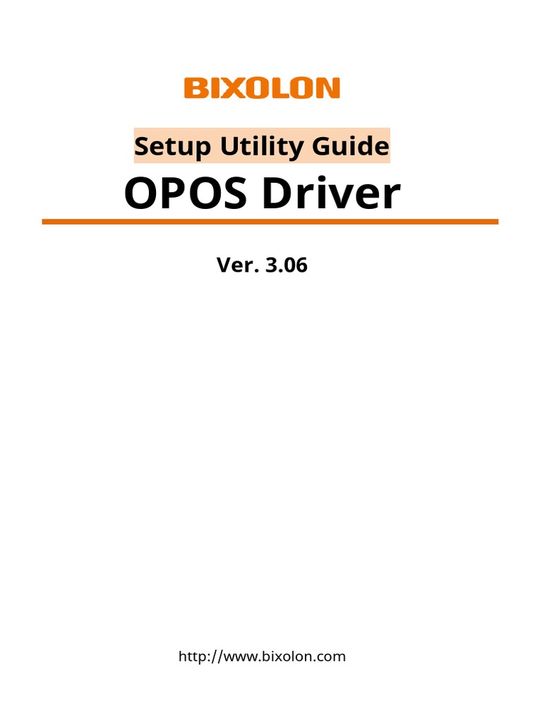 Manual OPOS Driver Setup Utility English V3.06 | PDF