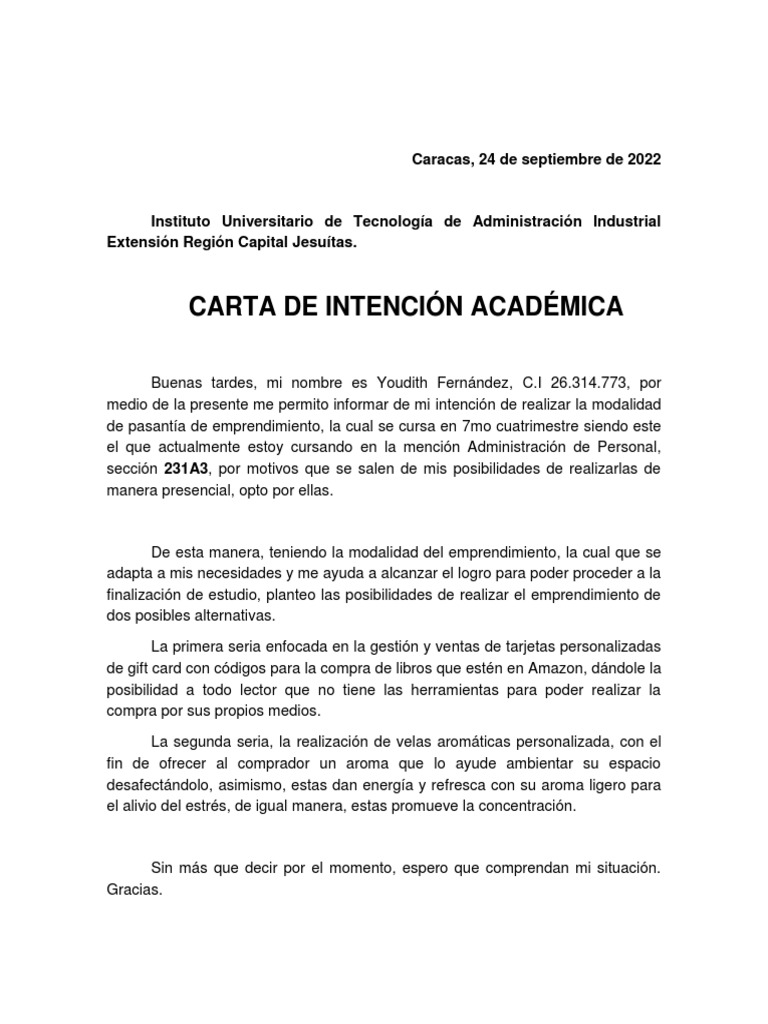 Como Hacer Una Carta De Intencion Para La Universidad Las Cartas ...