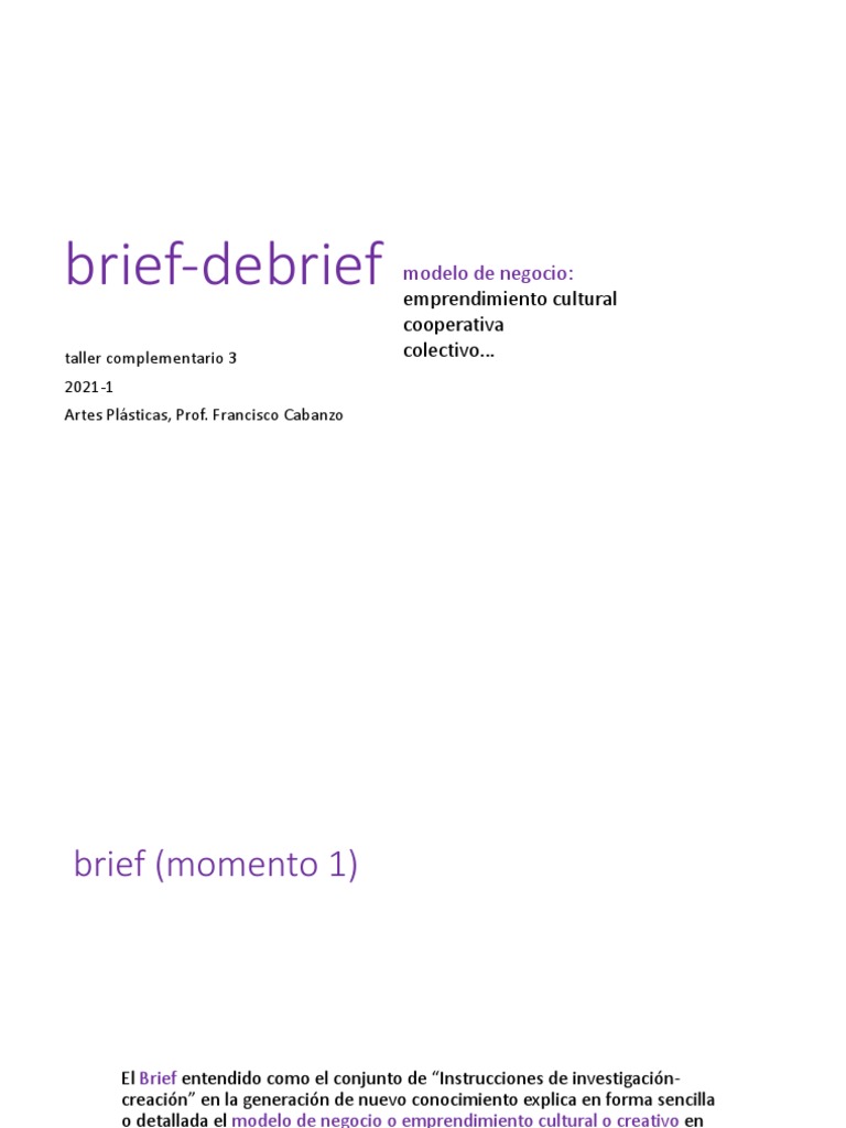 Brief Debrief | PDF | Iniciativa empresarial | Modelo de negocio