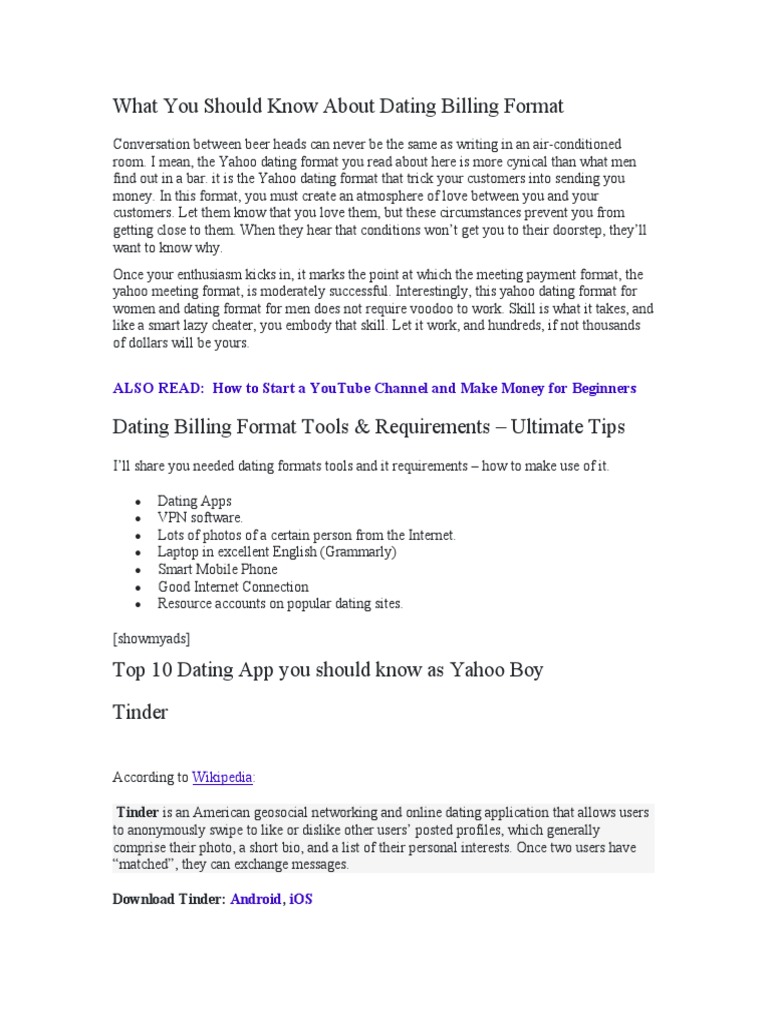 What You Should Know About Dating Billing Format | PDF | Facebook ...